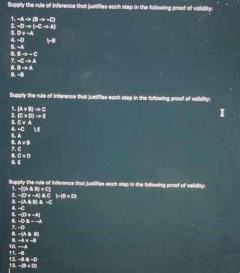 Solved Supply The Rule Of Inference That Justifies Each Step