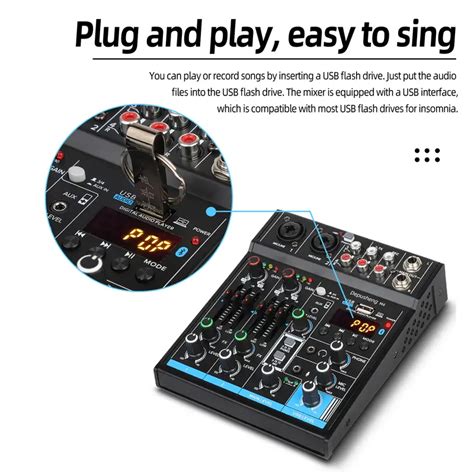 Depusheng M4 Mezclador De Audio De 4 Canales Consola De Temu