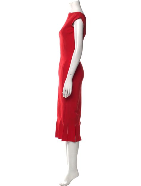 Chiara Boni Bateau Neckline Midi Length Dress Red Dresses Clothing