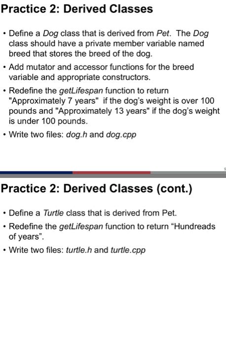 Solved Pet Inheritance Practice Base Class Define A Pet Chegg