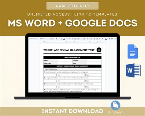 Workplace Sexual Harassment Test Template Probiztemplates