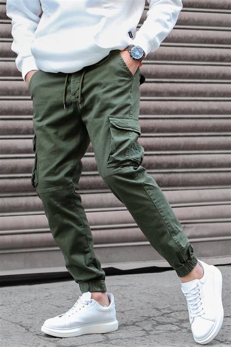 Slim Khaki Cargo Pants For Men