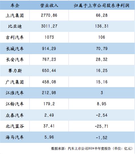 财报横评 拆解12家上市车企半年报：比亚迪营收超3000亿元，长城半年赚出一年收益 每日经济网
