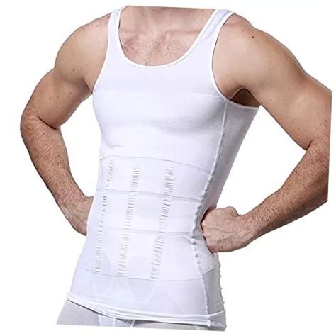 Mens Slimming Body Shaper Vest Shirt Abs Abdomen Slim Medium White £22