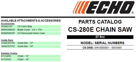 Echo Cs 280e Chainsaw Parts Diagram Sn 0000001 0055489