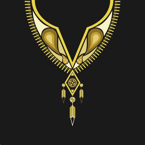 Premium Vector Golden Fetish Geometric Pattern Neck Design For Necklace Background Clothing