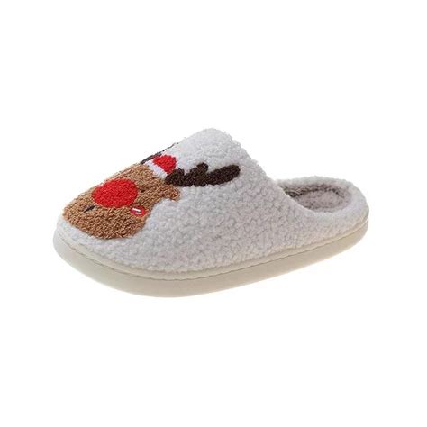 Honeeladyy Christmas Women Men Cozy Slippers Indoor House Shoes Slip On