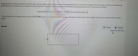 Solved Suppose That A Company Wishes To Predict Sales Volume Based On The Amount Of Advertising