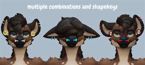 Hyenid Facial Piercings Pack Vrchat Avatar Accessory