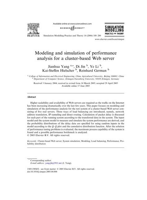 Pdf Modeling And Simulation Of Performance Analysis For A Cluster