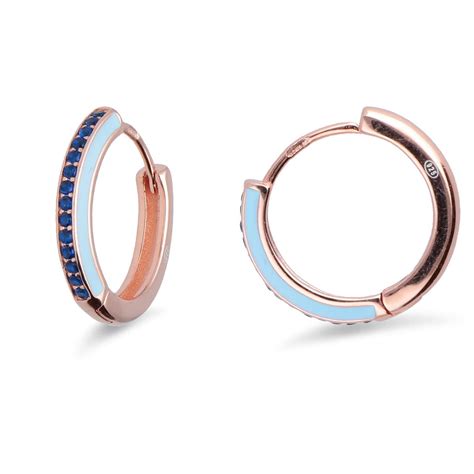 Orecchini A Cerchio Con Smalto E Zirconi Blu ORO CO 925 Luxury Zone