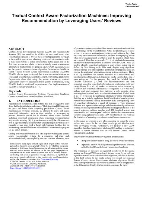 Textual Context Aware Factorization Machines Net Houda Benbrahim
