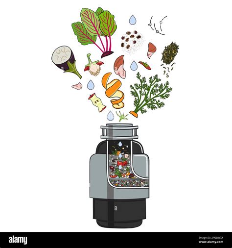 Food Waste Disposer For Kitchen Sink With Kitchen Scraps Falling Into It Home Garbage Disposal