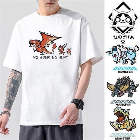 魔物獵人 怪物獵人週邊世界t恤男短袖聯名滅儘龍艾露貓二次元動漫遊戲衣服 Sdqx 蝦皮購物