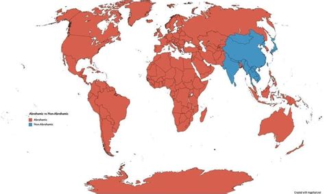 Map Shows Countries Where An Abrahamic Religion Is The Largest Faith In