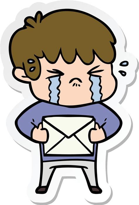Sticker Of A Cartoon Boy Crying 10649904 Vector Art At Vecteezy