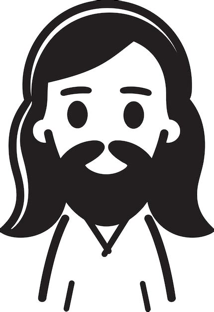 Le Rayonnement Doux Du Dessin Animé Jésus Vector L amour Béni Icône De Jésus Noir Mignon