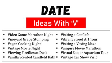 100 Funny And Cute Date Ideas That Start With V Engdic