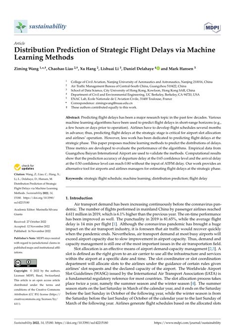 Pdf Distribution Prediction Of Strategic Flight Delays Via Machine