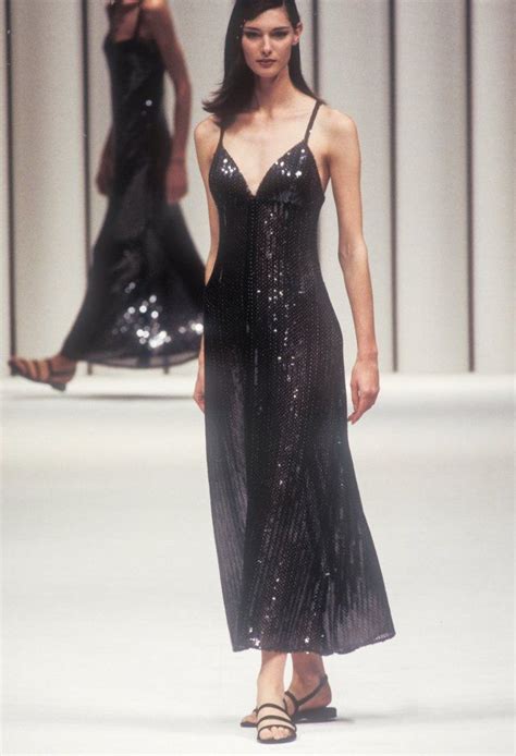 Post By Theoriginalsupermodels · 1 Image Anneliese Seubert 90s 90s Sparkly Dress On The Runway