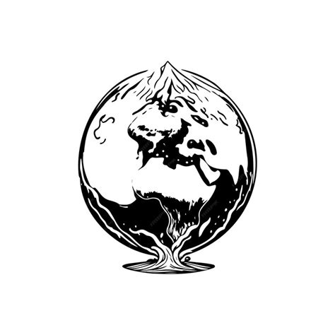 Premium Vector Earth Icon Hand Draw Black Colour World Water Day Logo