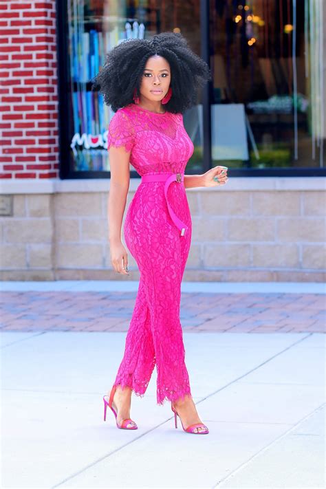 Lace Wide Leg Fuchsia Jumpsuit Hot Pink Dress Outfit Pink Dress