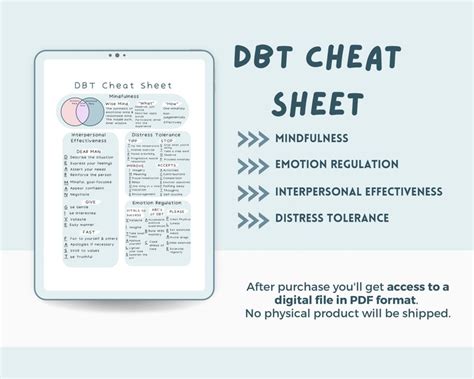 Dbt Skills Cheat Sheet Quick Reference Guide Printable Pdf