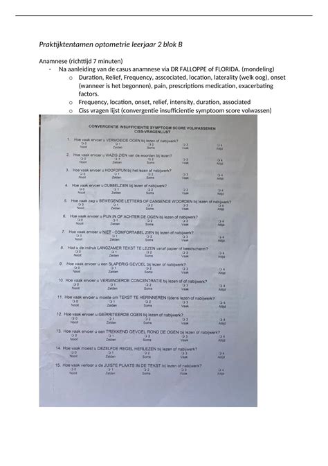 Samenvatting Integrale Vaardigheidstoets Optometrie Leerjaar 2 Blok B