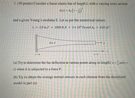 Solved 1 30 Points Consider A Linear Elastic Bar Of