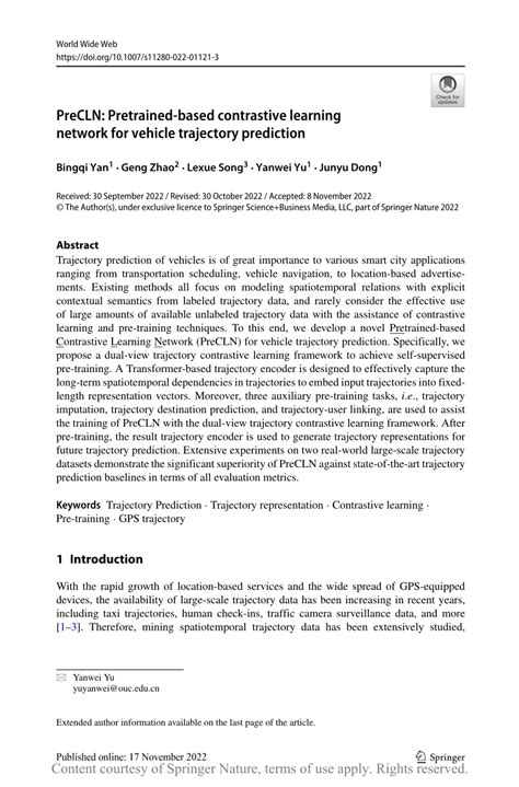Precln Pretrained Based Contrastive Learning Network For Vehicle Trajectory Prediction