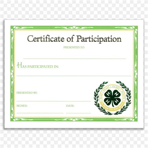 4 H Life Skills Participation Certificate Student Png 2048x2048px