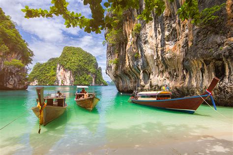 Fondos De Pantalla Tailandia Zona Intertropical Barcos Krabi Bahía Roca