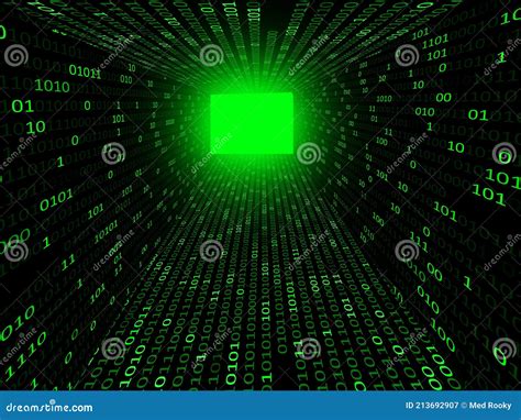 Binary Code 3d Tunnel Green Abstract Technology Binary Code Background