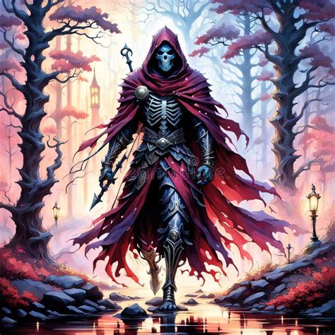 A Skeletal Warrior In Armor Stands In A Dramatic Landscape Cloaked In