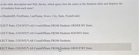 solved the table description and sql shown which query