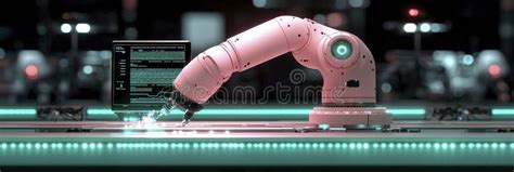 Robotic Arm Operates In High Tech Manufacturing Facility Stock Illustration Illustration Of