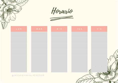 Horario Semanal Descargable Horario Semanal Horario Orientación