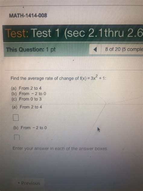 Solved Math 1414 008 Test Test 1 Sec 21thru 26 This