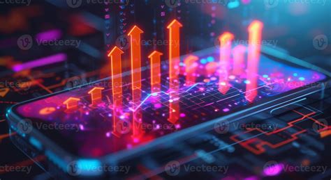 Vibrant Digital Financial Growth Depicted Through Rising Graphs And