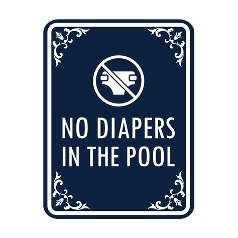 Signs Bylita Portrait Round No Diapers In The Pool Door Or Wall Sign