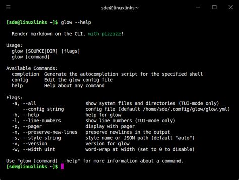 glow render markdown on the command line linuxlinks