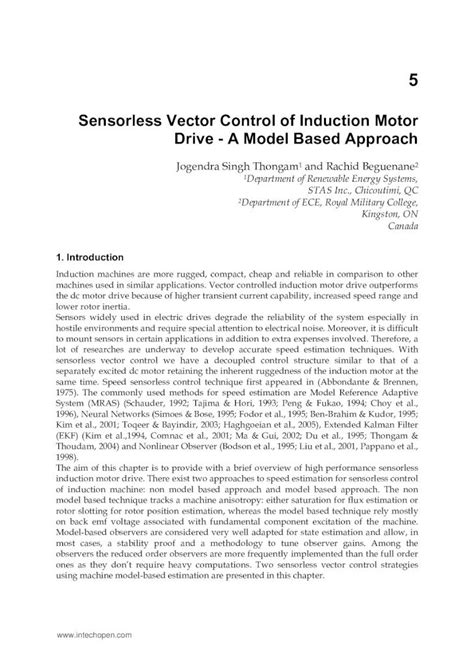 Pdf Sensorless Vector Control Of Induction Motor Drive A