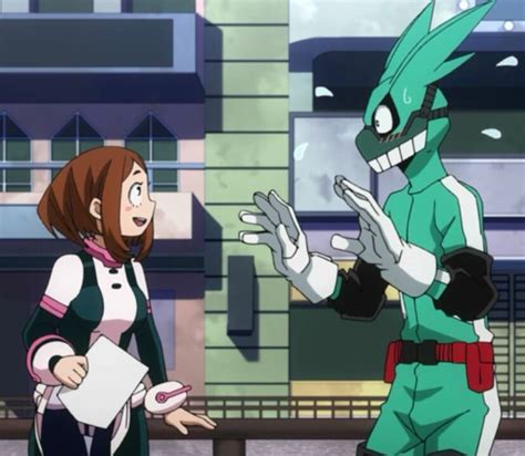Izuku Midoriya And Ochako Uraraka Izuocha Anime Hero Boku No Hero Academia