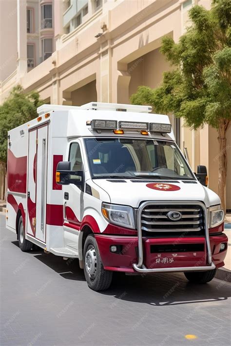 Premium Photo A Red And White Ambulance Is Parked On The Street