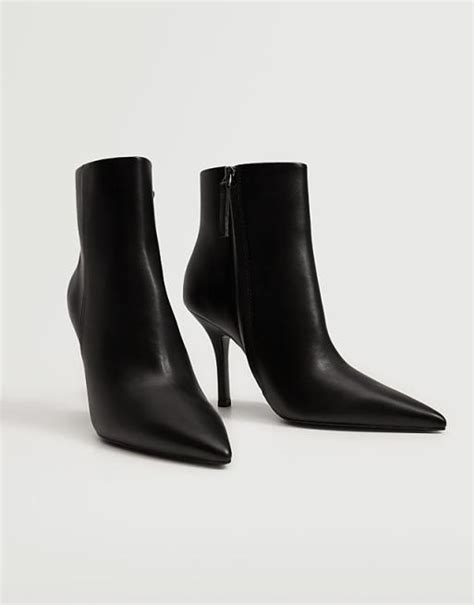 Mango Pointed Skinny Heeled Ankle Boots In Black Asos