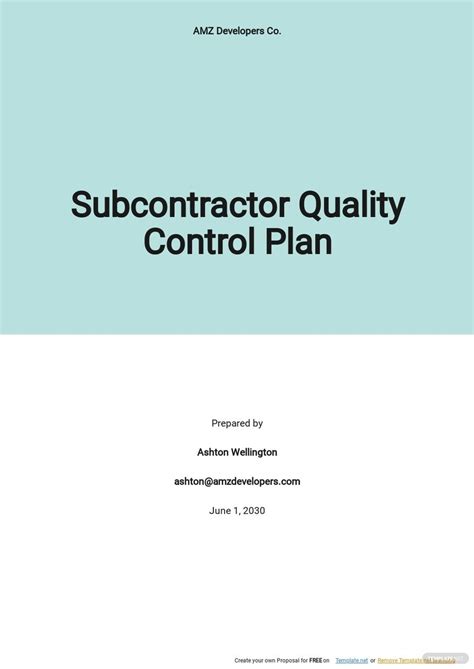 Subcontractor Management Plan Template