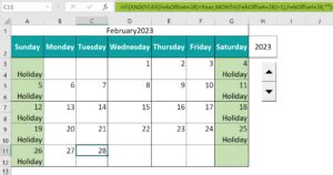 Calendar Template In Excel Create Simple Dynamic Calendar