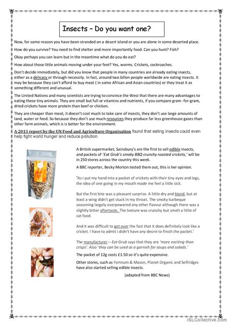 Insects want one reading for deta Deutsch DAF Arbeitsblätter pdf doc