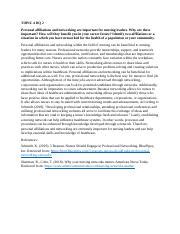 NRS VN TOPIC DQ Docx TOPIC DQ Personal Affiliations And Networking Are Important