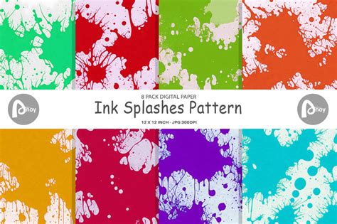Digital Paper Ink Splashes Pattern So Fontsy